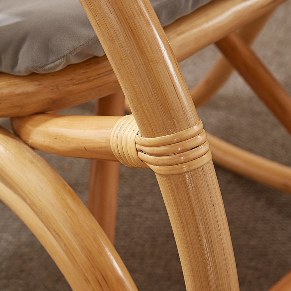 PPEDKS Balcony Casual Solid Wood & Rattan Rocking Chair | Wayfair