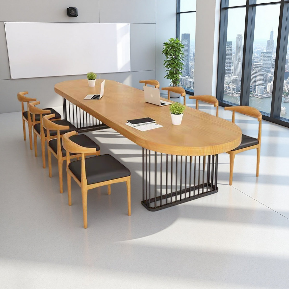 Inbox Zero Brown Oval Solid Wood Conference Table - Wayfair Canada