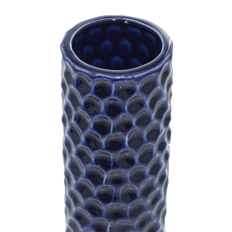 Wrought Studio™ Vogelsang Ceramic Decorative Dark Blue Vase with ...