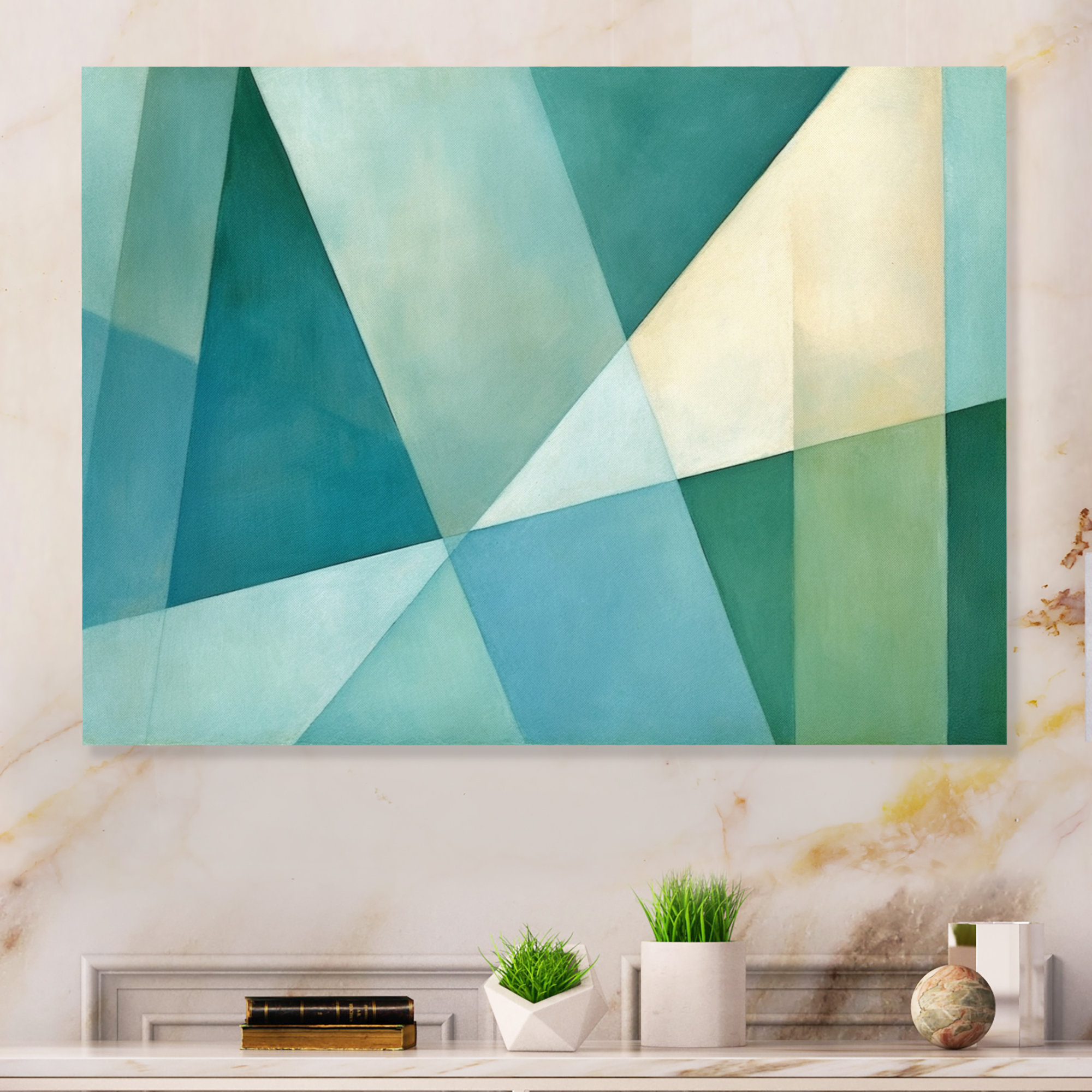 Ivy Bronx Green Blue Abstract Geometric Fusion II - Abstract Shapes ...