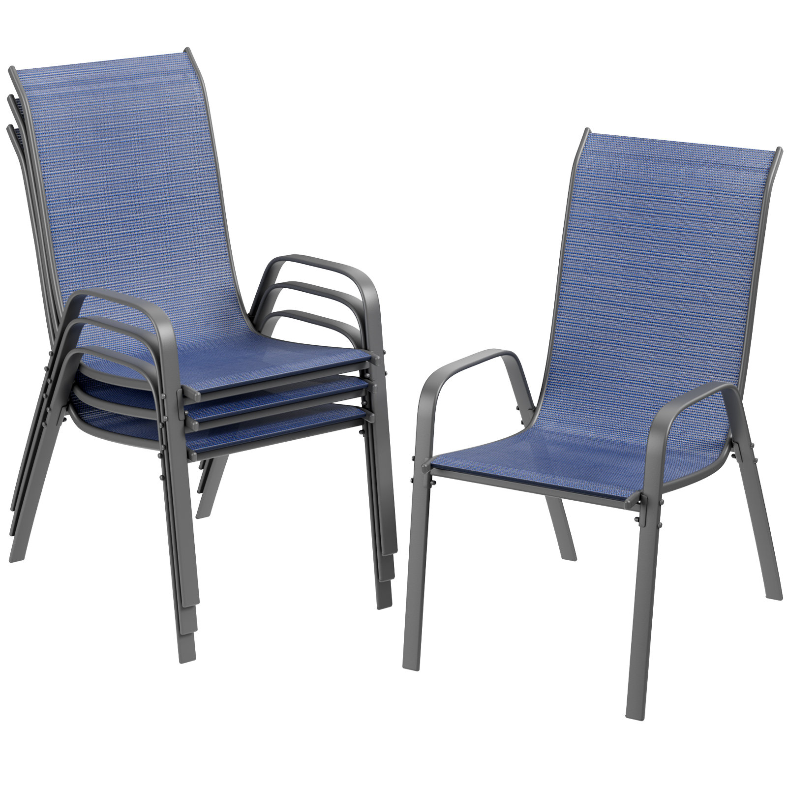 Hokku Designs Melisa Patio Chairs Set Of 4, Outdoor Textilene Stackable ...