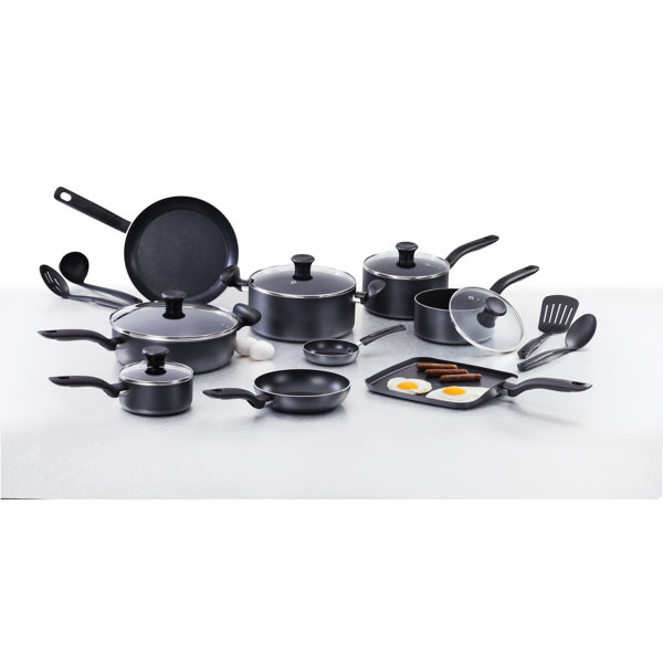 T-fal Initiatives 18 Piece Aluminum Nonstick Cookware Set & Cooking ...