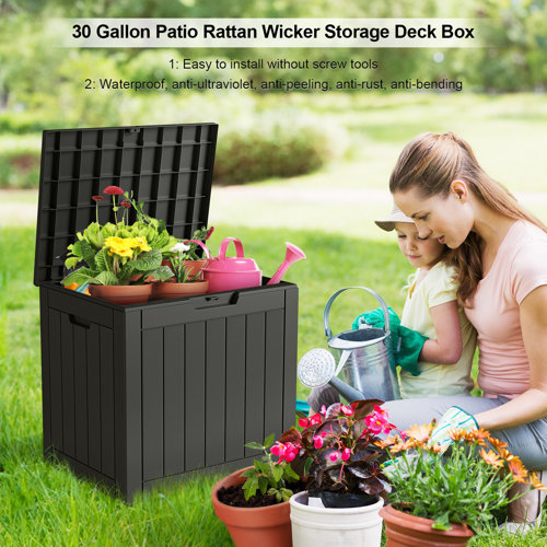 vbal 30 Gallons Water Resistant Resin Lockable Deck Box | Wayfair