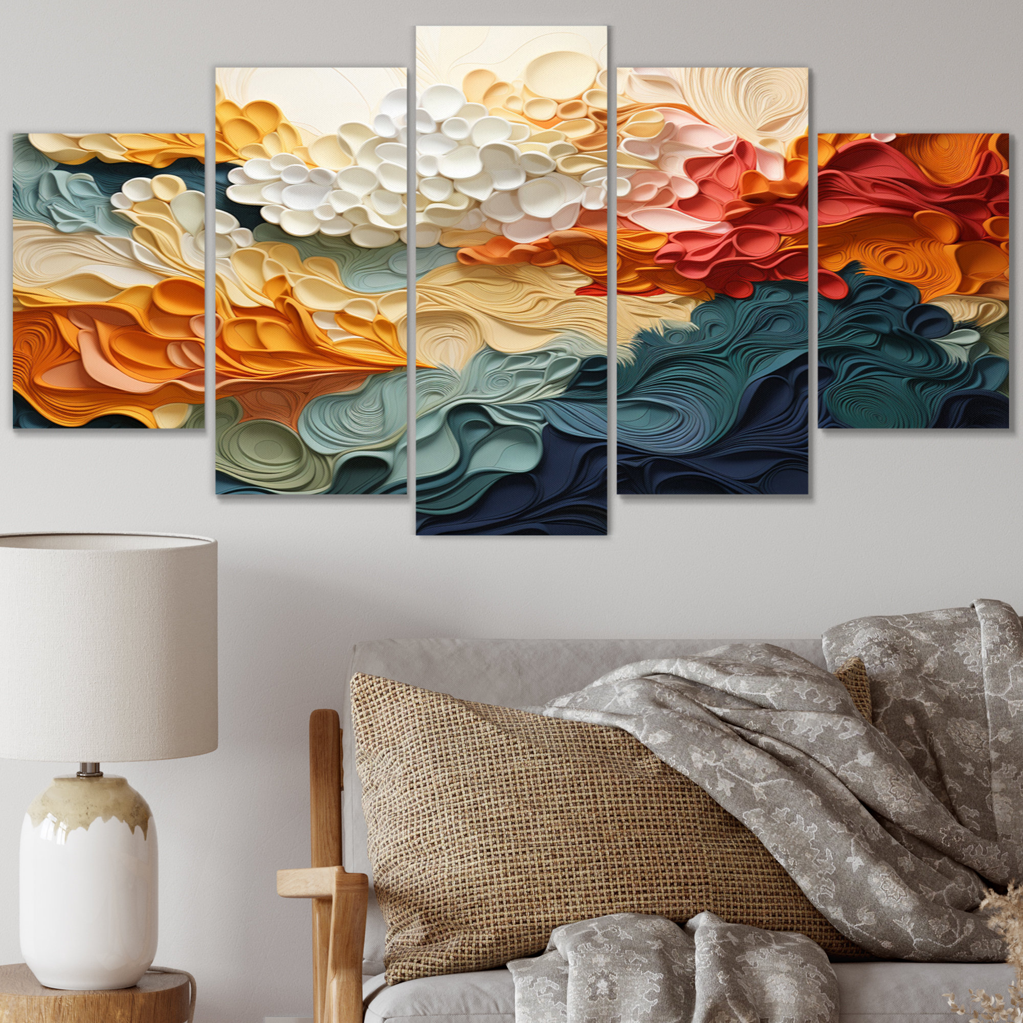 Wrought Studio Biomorphism Organic Forms VI - 5 Piece Wrapped Canvas ...