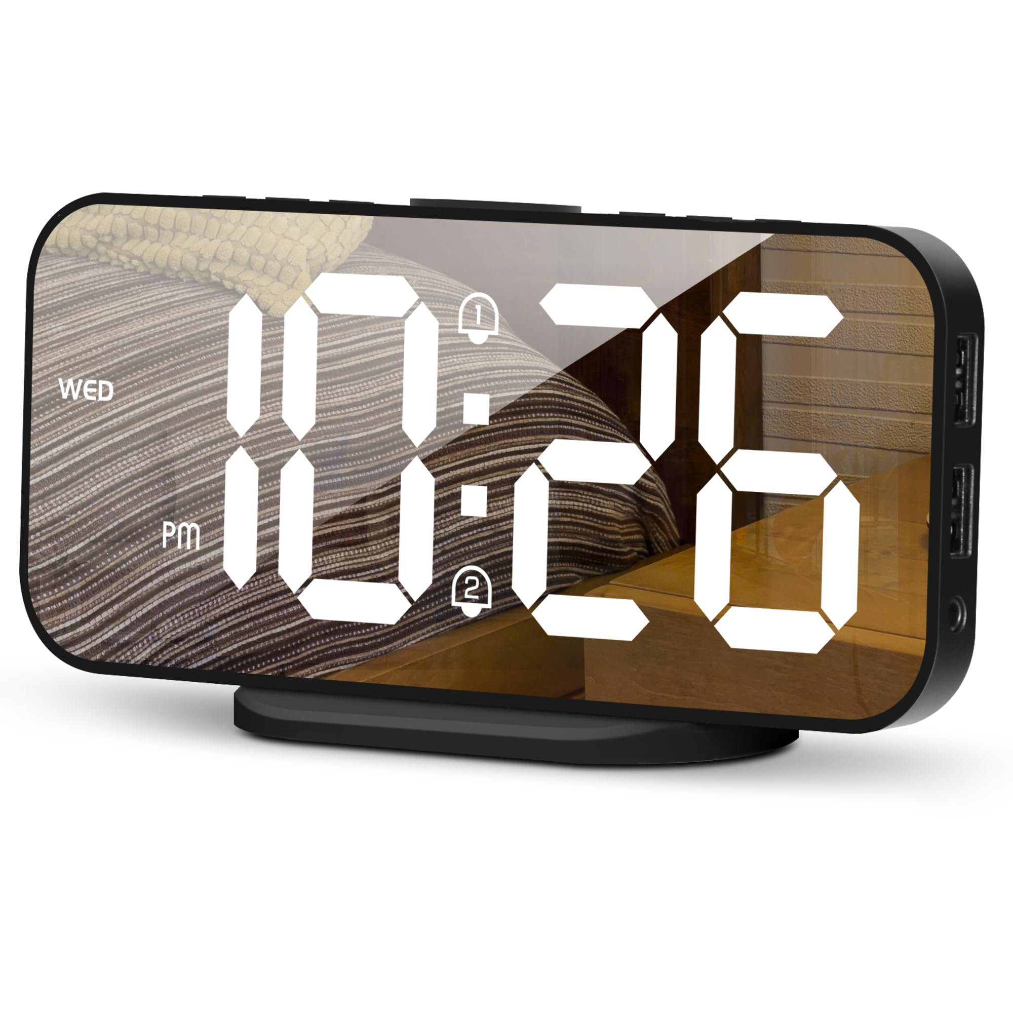 Latitude Run® Bedroom Digital Alarm Clock With 2 USB Charging Ports And ...