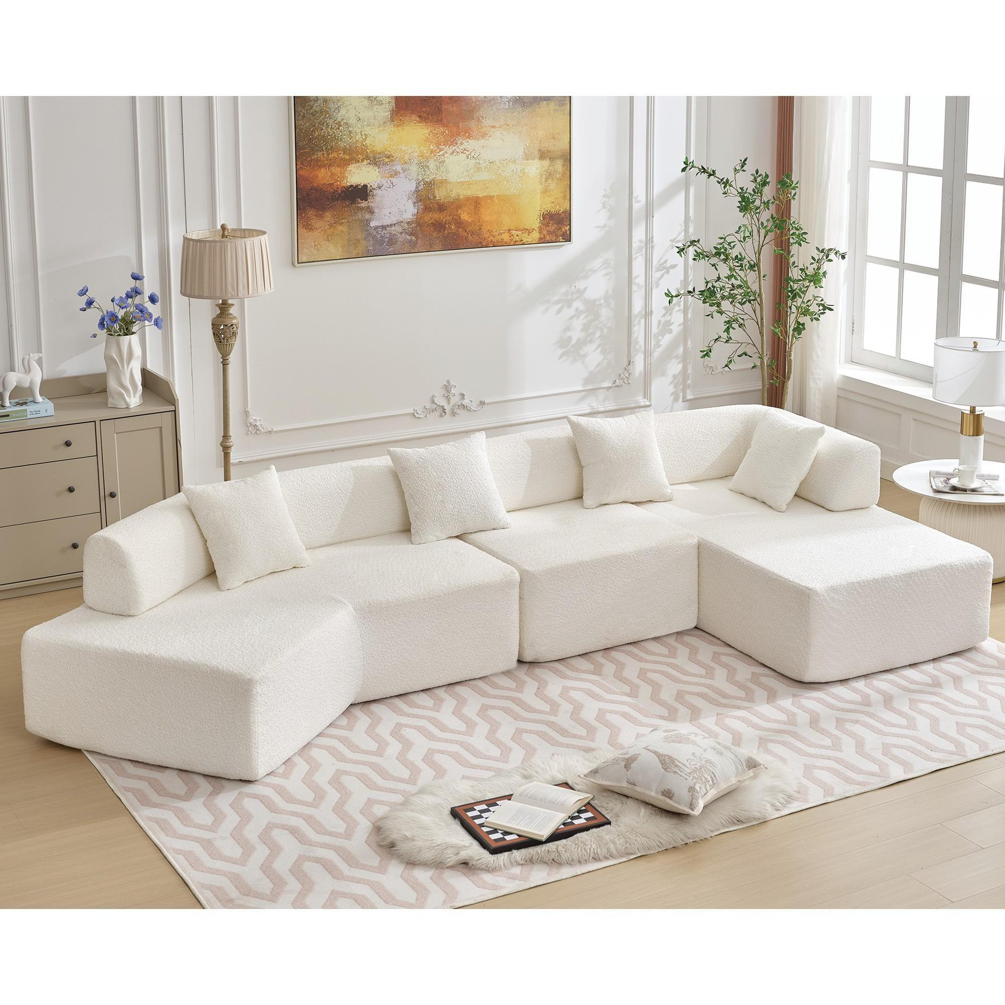 Latitude Run® Canapé modulaire 4 places avec causeuse à droite Boucle ...