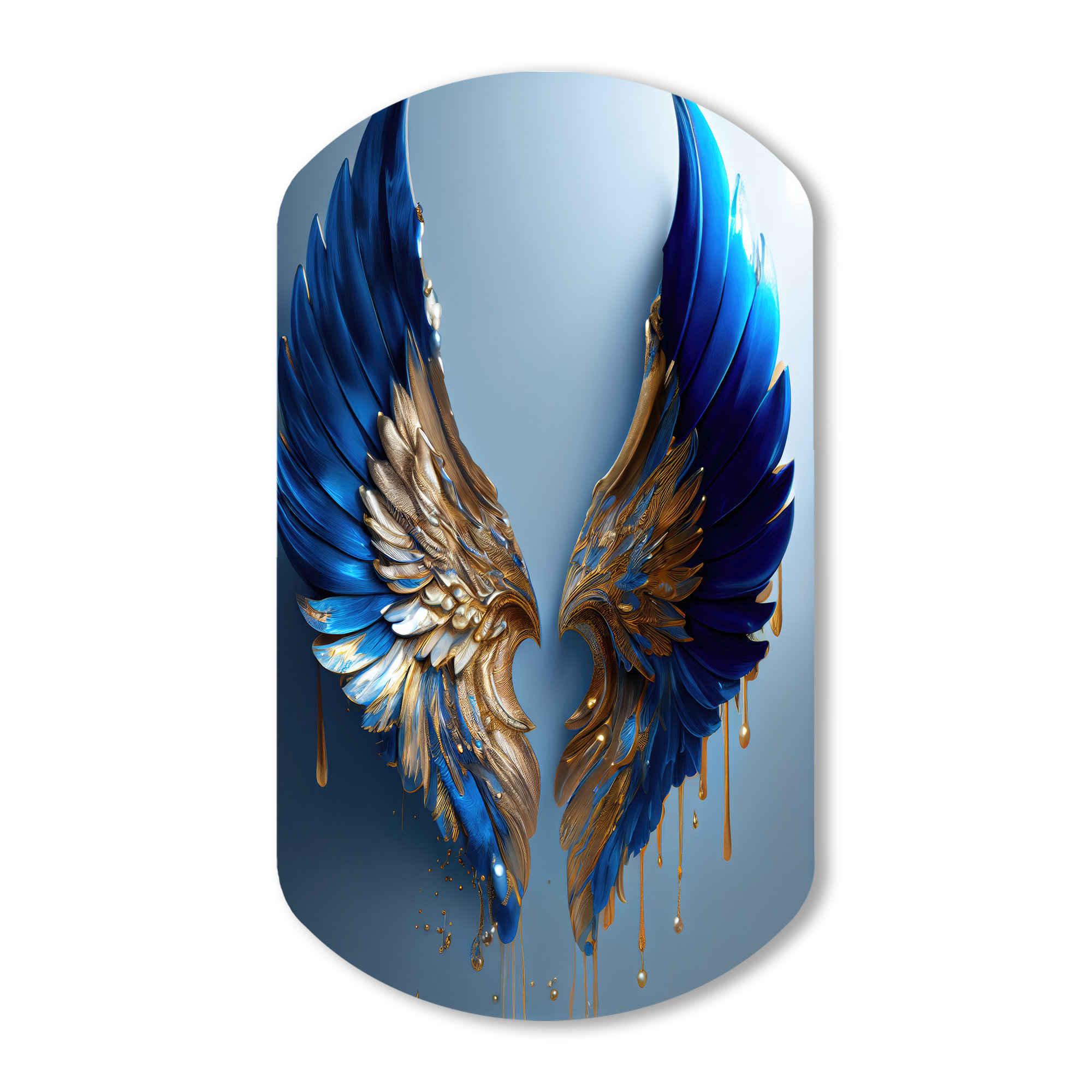 House of Hampton Blue And Gold Angel Wings V - Wings Angel Cylinder ...