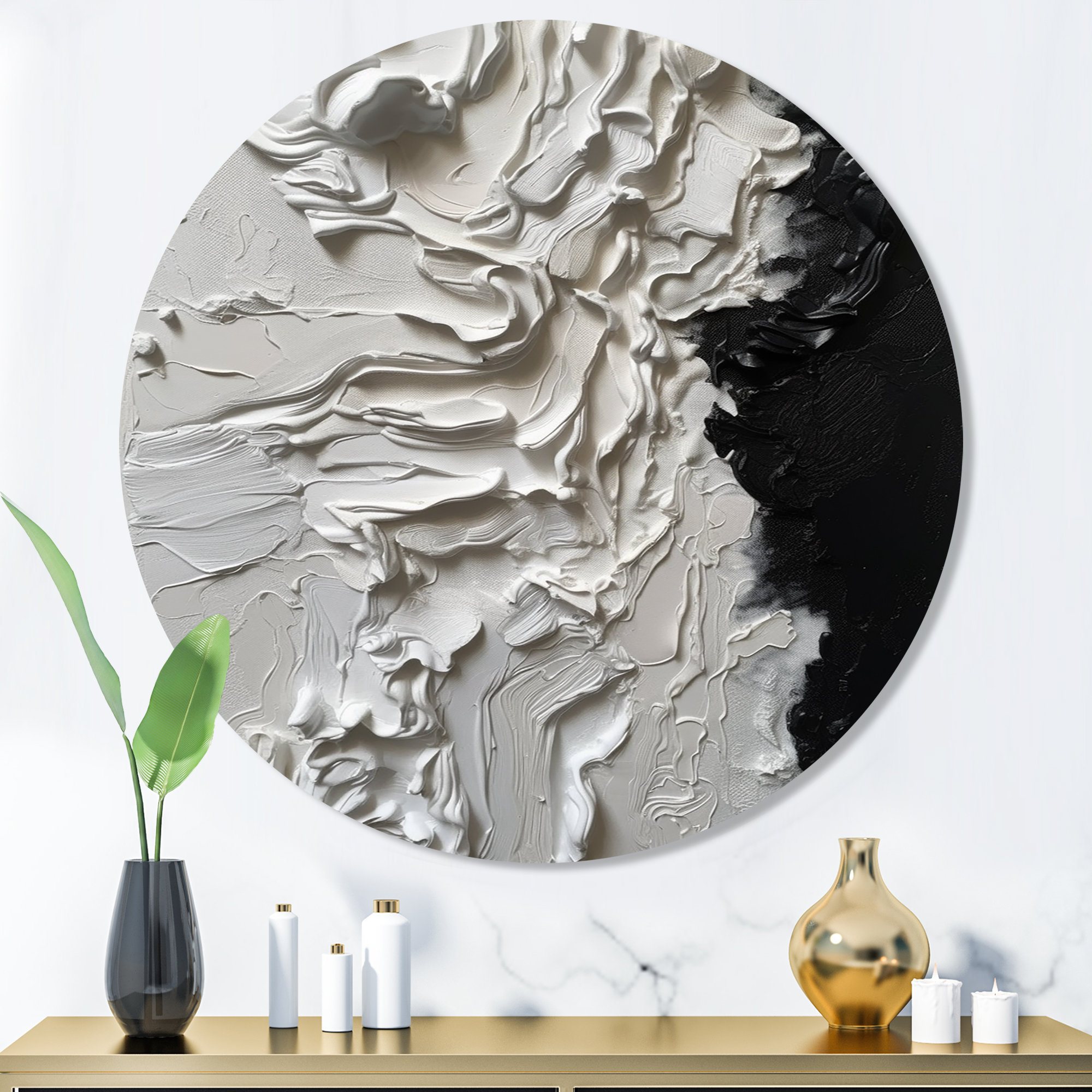 Ivy Bronx Dunmyer White And Black Tranquility Unleashed I - Abstract ...