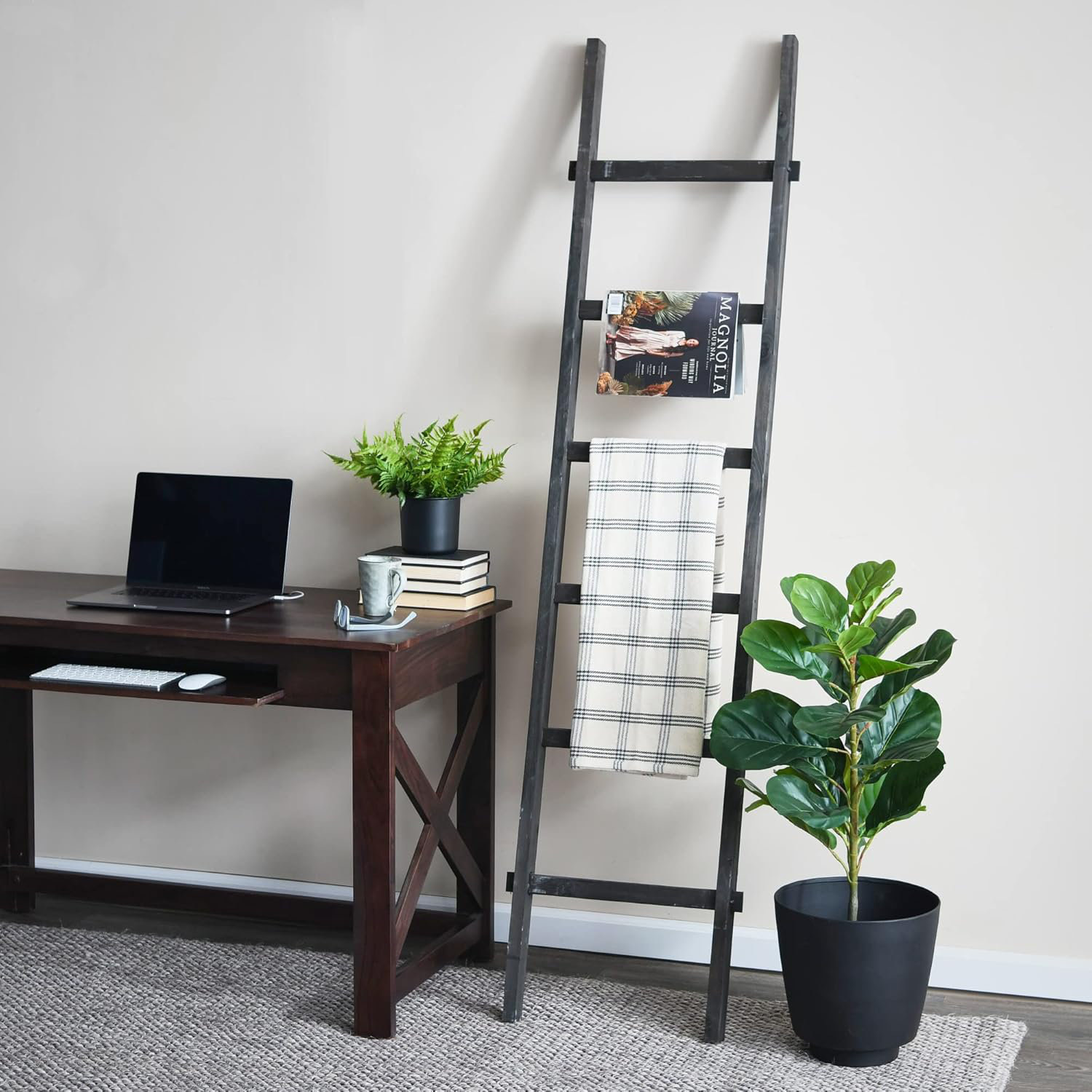 WFX Utility™ Decorative Wood Ladder Misc Furniture, Black | Wayfair
