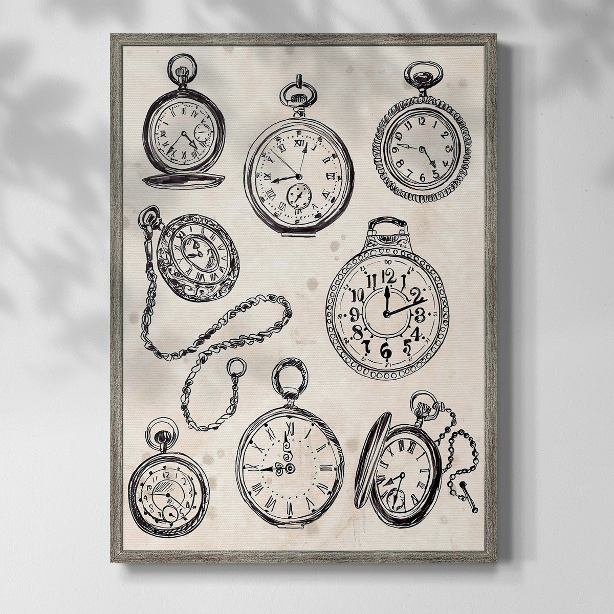 Astoria Grand Pocket Watch Sketches II Framed Print - Solid Wood ...