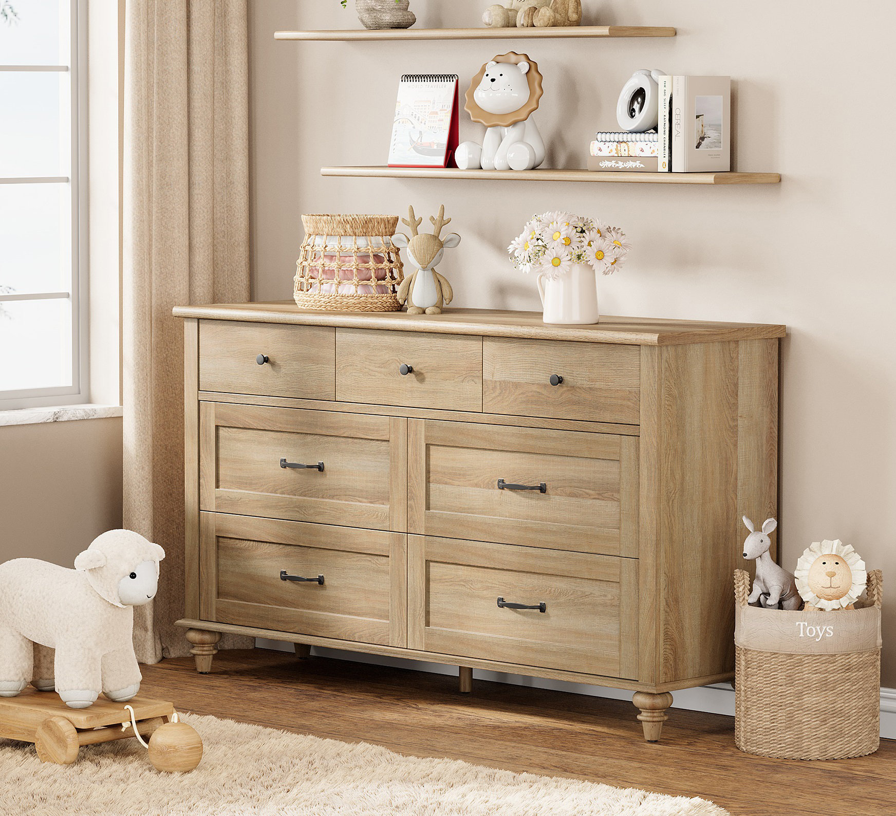 Charlton Home® Scarlett Kids Dresser With 7 Drawers, Bedroom Dresser ...
