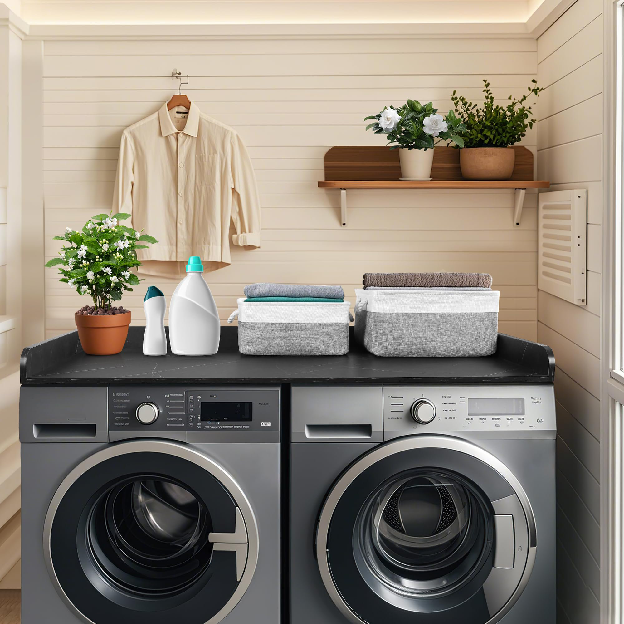 Rainbow Home Washer Dryer Countertop With 2 Pack Storage Baskets, Wood ...