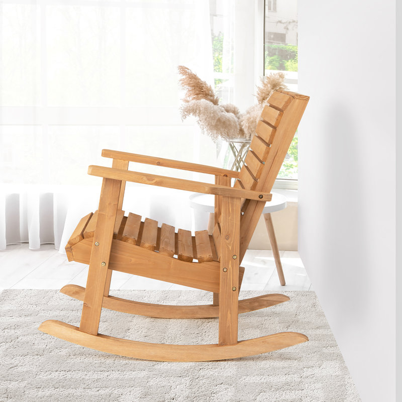 Millwood Pines Outdoor Baccarin Rocking Solid Wood Chair | Wayfair