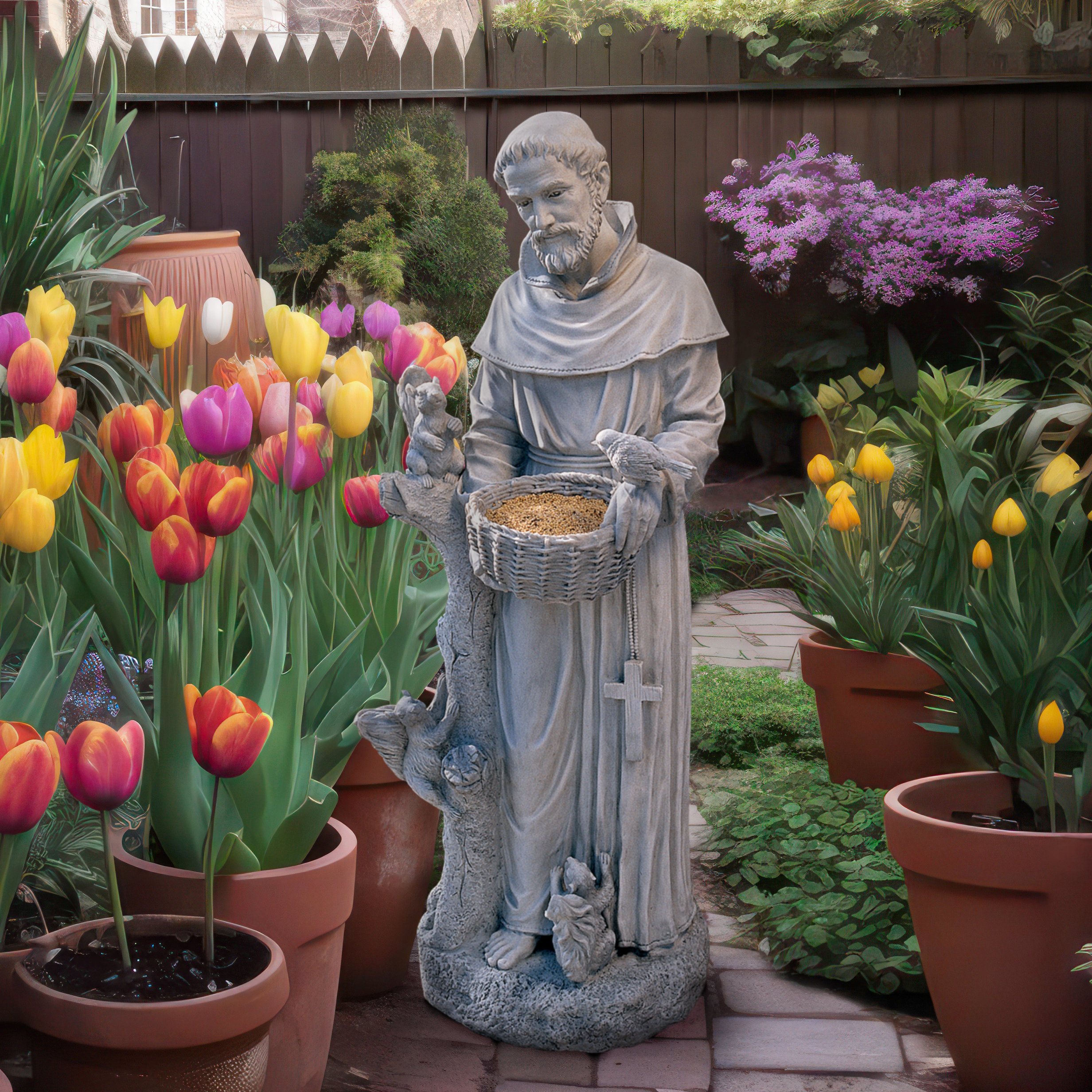Design Toscano Statue Saint François le nourrisseur de la nature et ...