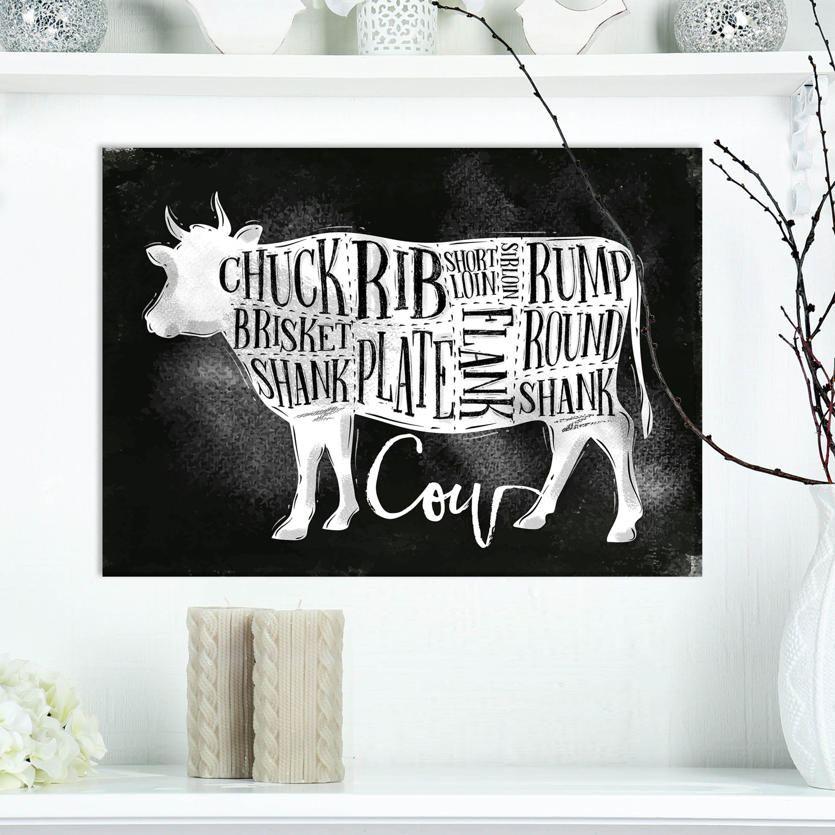 East Urban Home Beef Cutting Scheme Chalk - Farmhouse Animal Print ...