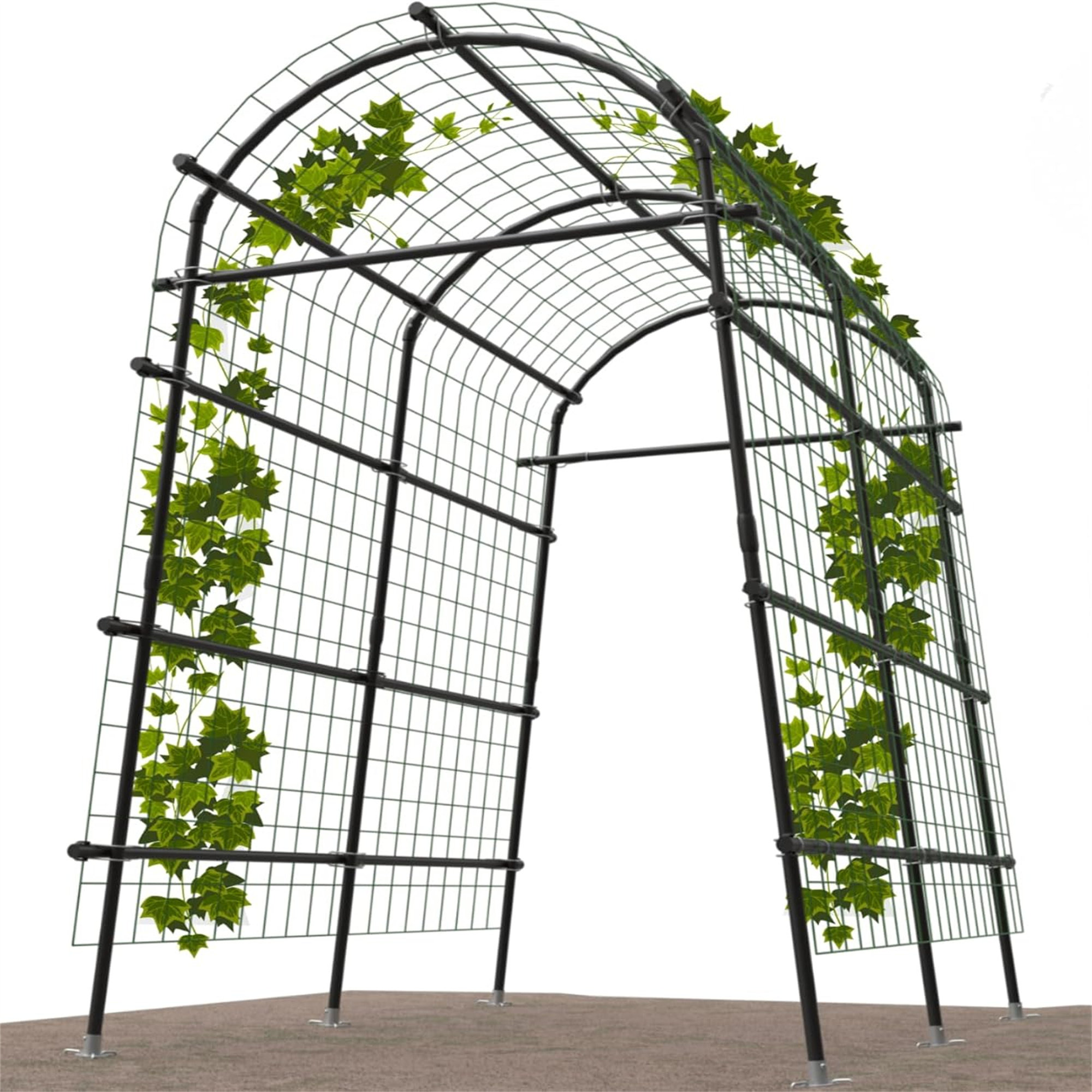 EXEBIL Garden Arch Trellis 7FT Extra Tall Polyethylene-Coated Stainless ...