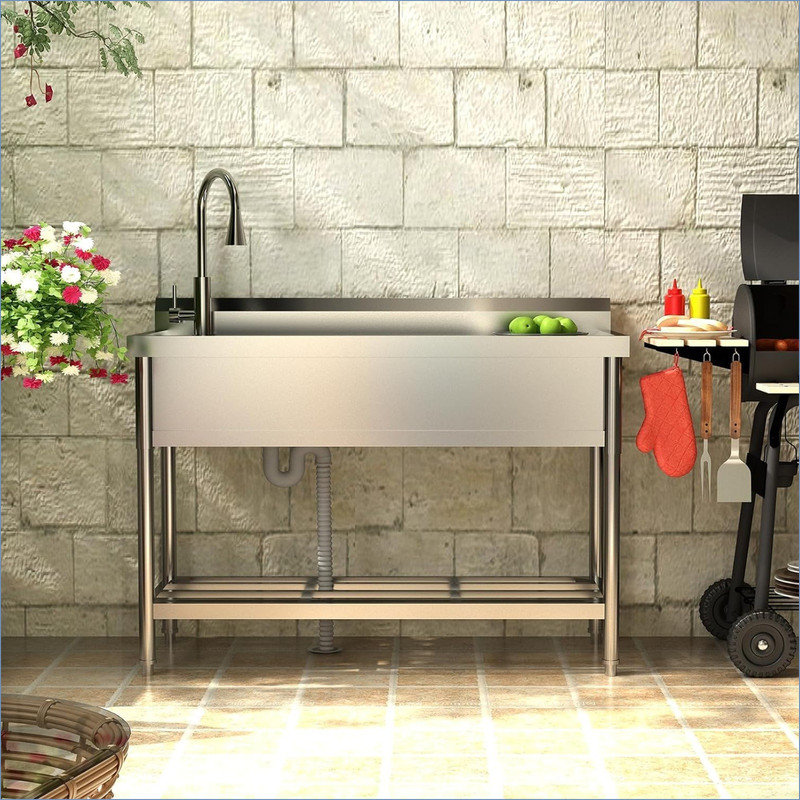 Latitude Run 120cm L x 51cm W Service Sink with Faucet | Wayfair.co.uk