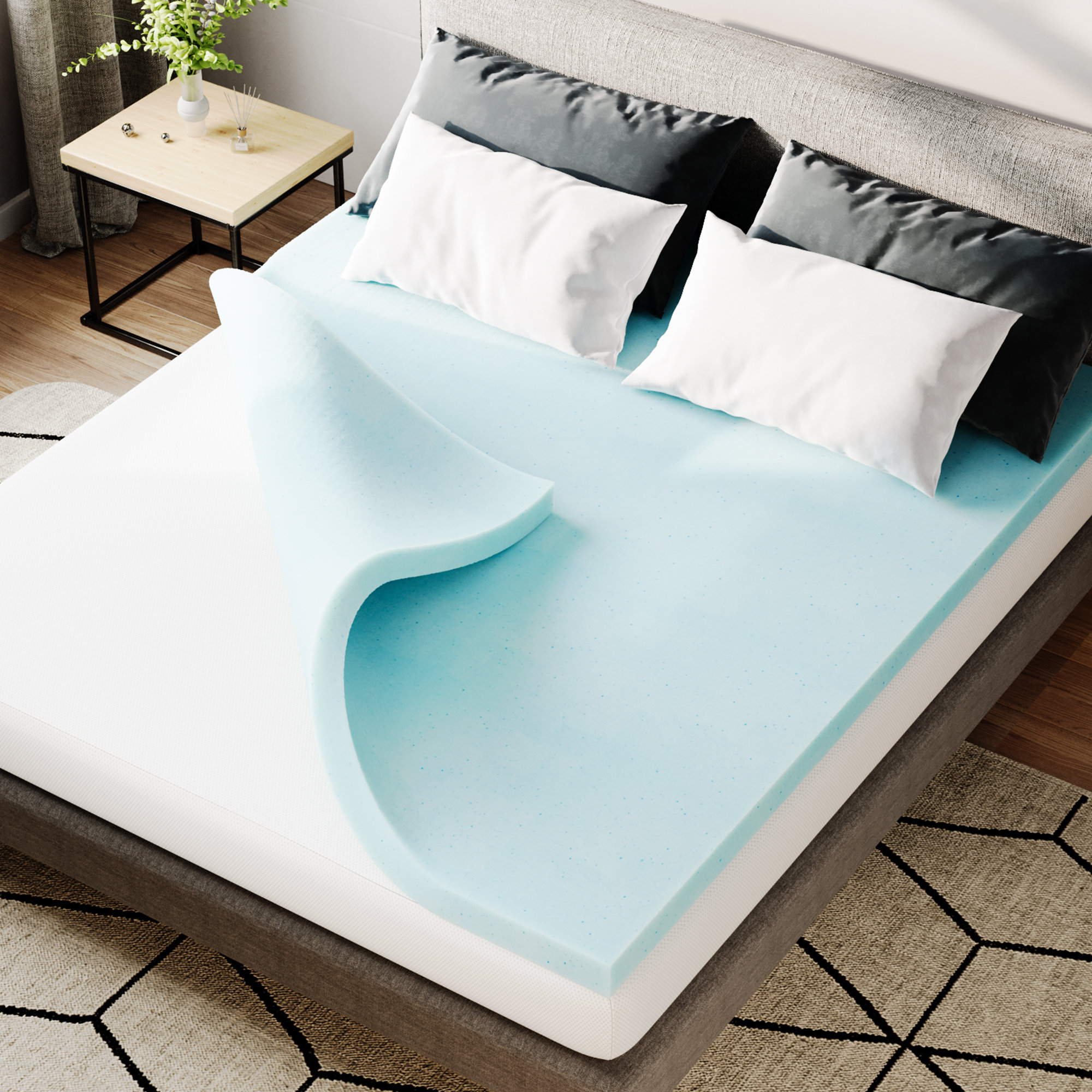 Alwyn Home Cooling Memory Foam Mattress Topper-Bed Overlay for All Bed ...