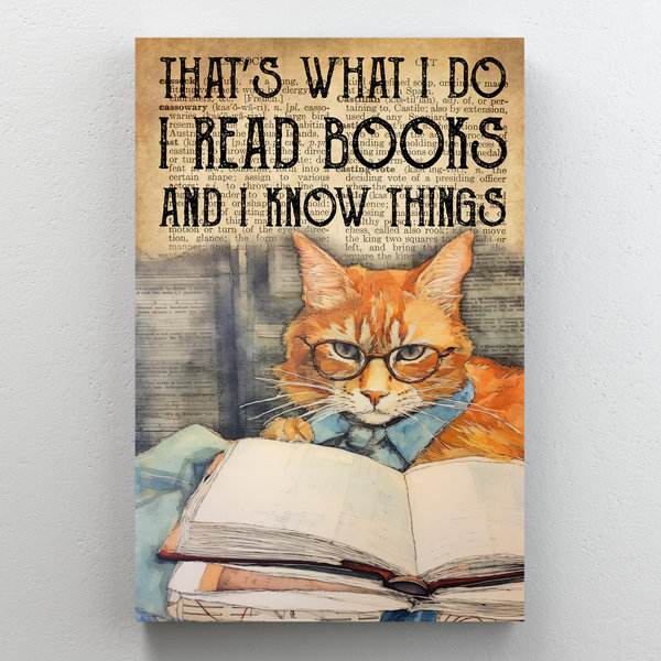 Trinx Orange Cat I Read Books 3 On Canvas Print | Wayfair