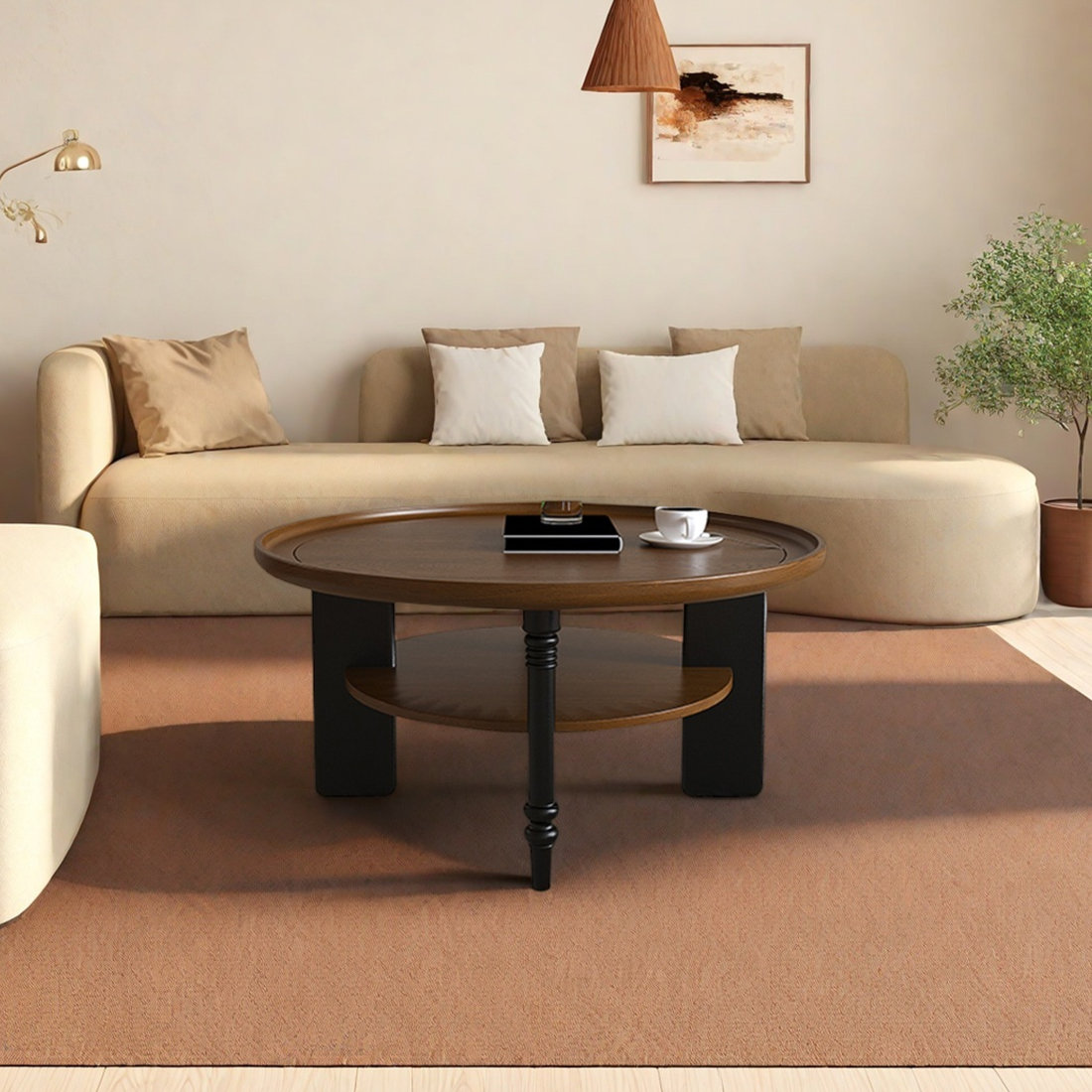 One Allium Way Solid Red Oak Coffee Table with Open Shelf - Wayfair Canada