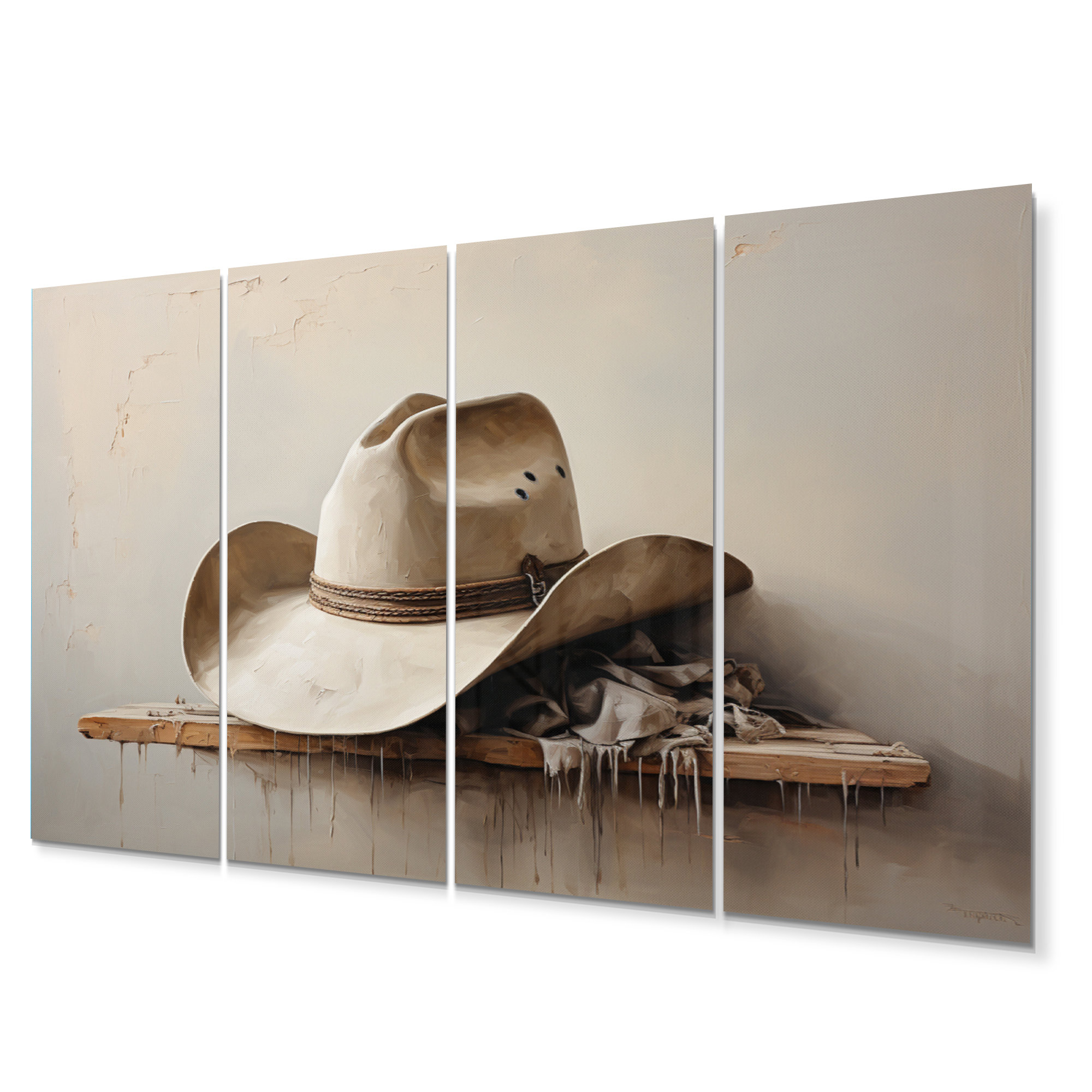 Union Rustic Cowboy Hat Minimalism Style I On Metal 4 Pieces Print ...