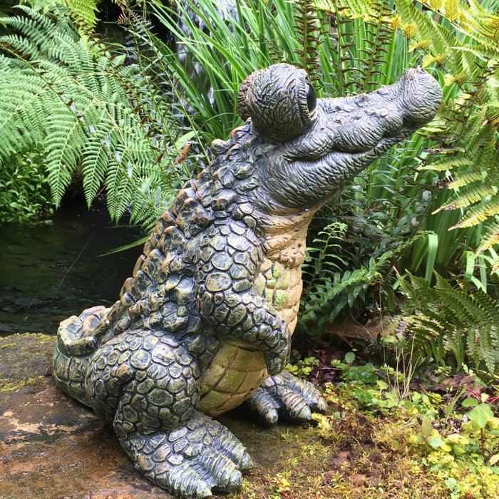 HomeStyles Whimsical Standing Gator the Alligator Garden Statue ...