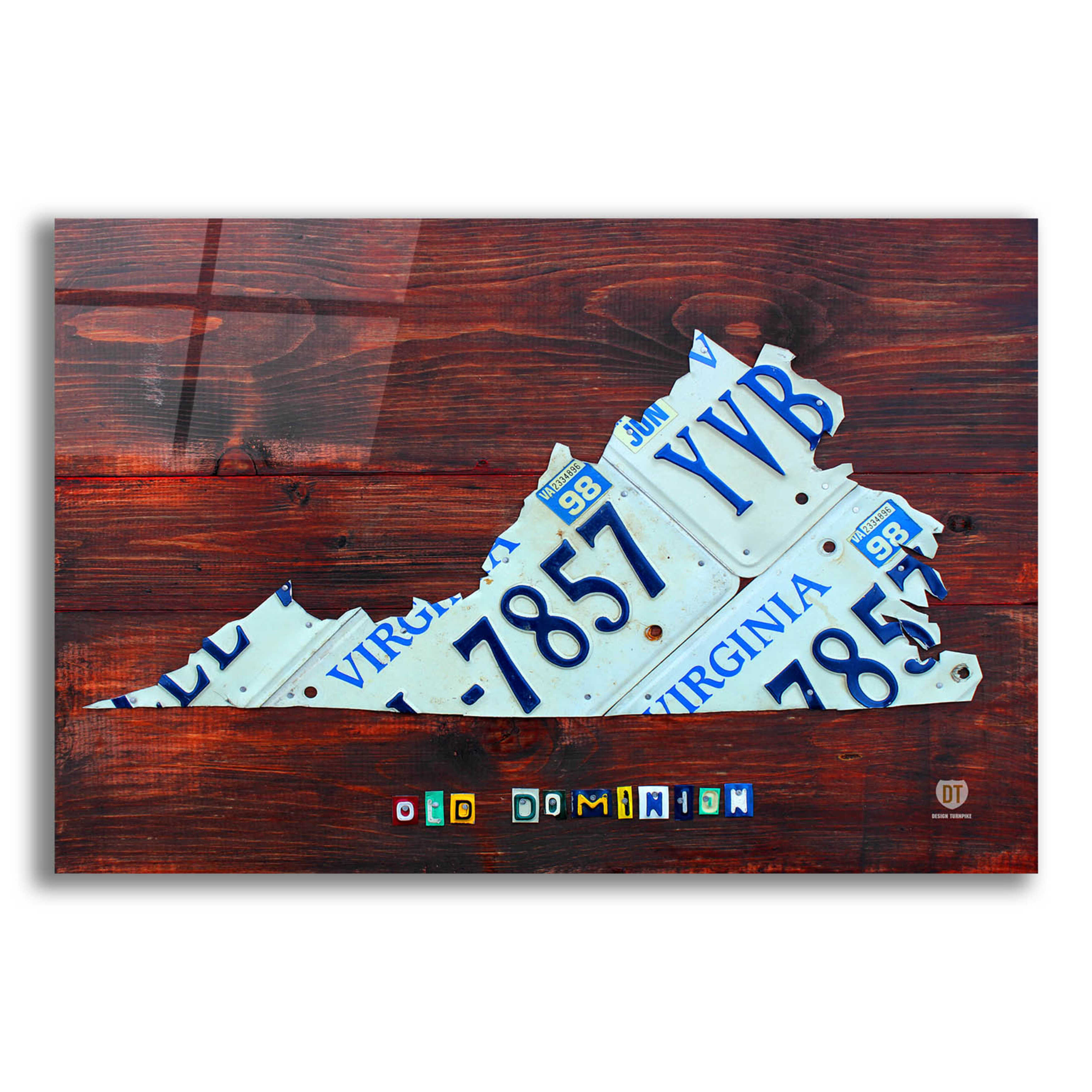 Williston Forge Virginia License Plate Map Large On Plastic / Acrylic ...