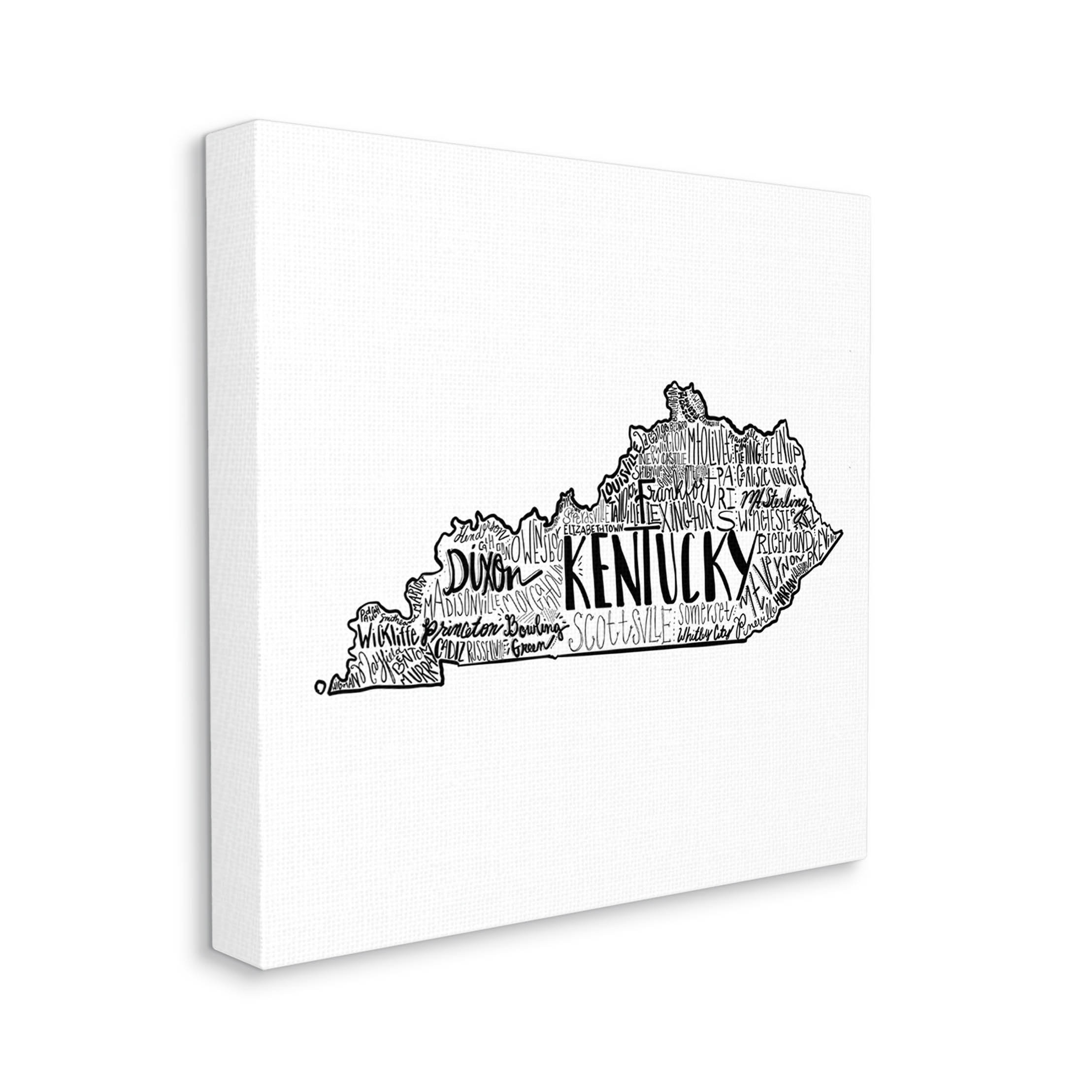 Ebern Designs Kentucky State Shape Typography Map - Wrapped Canvas ...