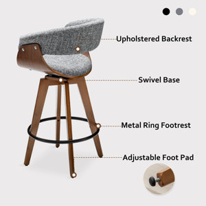 George Oliver Joeanne Swivel 26'' Linen Counter Stool & Reviews | Wayfair
