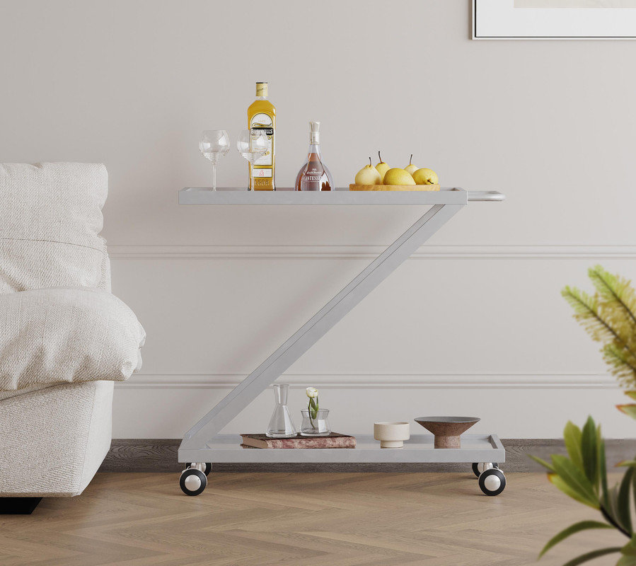 Ivy Bronx BAR CART Modern design Tempered glass shelves Iron base ...