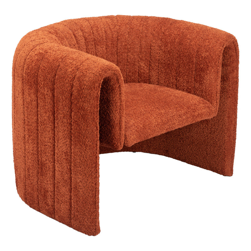 HomeRoots 37" Burnt Orange Sherpa And Upholstered Tufted Arm Chair ...