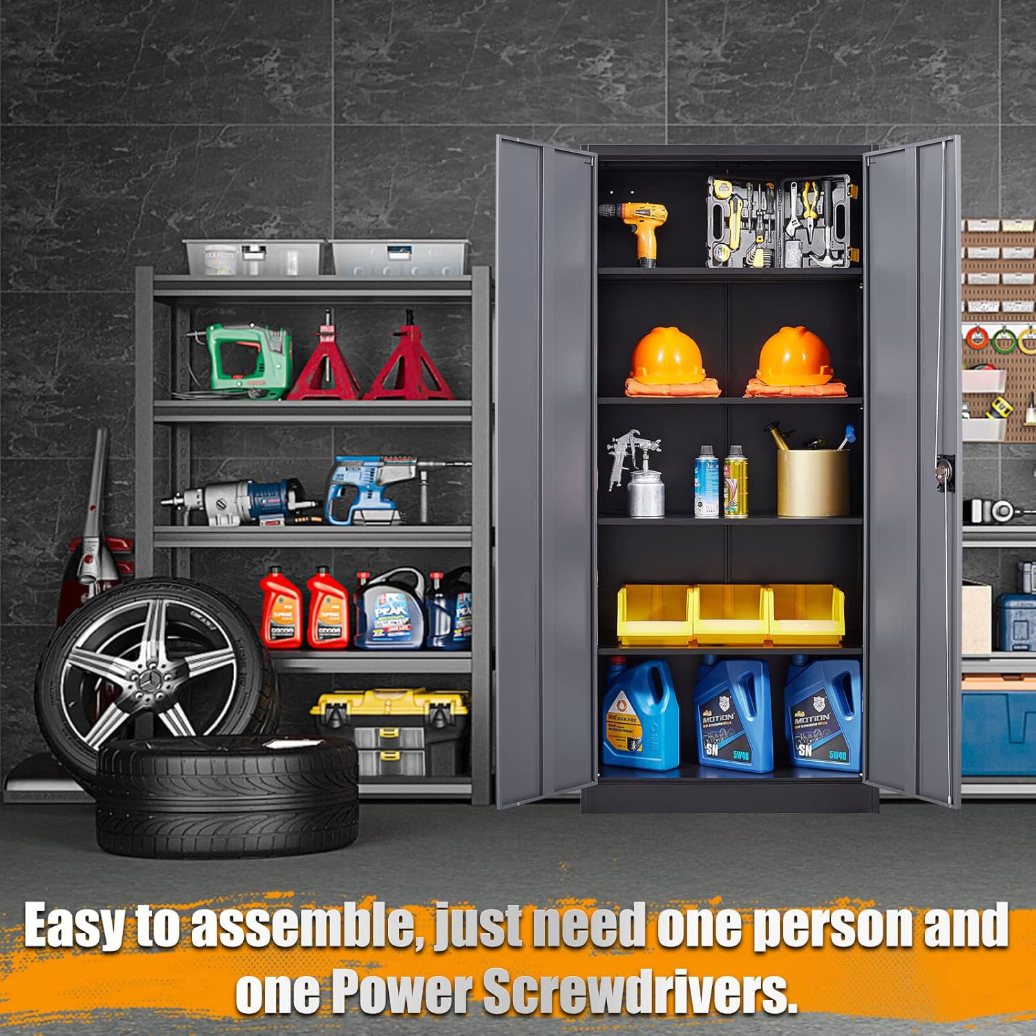 AGROTECH AVS Metal Storage Cabinet, 71" Steel Lockable File Cabinet ...