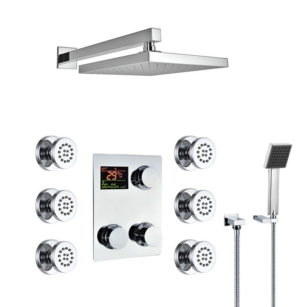 Juno Showers Juno Square Shower Head Jetted Body Massage Shower System ...