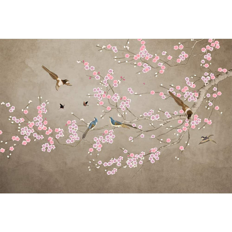 IDEA4WALL Flower On Branch Peel & Stick Floral Border | Wayfair