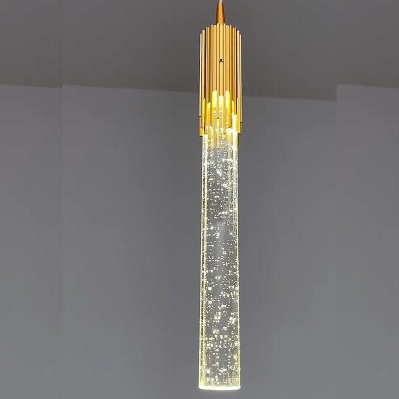 Everly Quinn Joben 11ft 20-Lights Gold Staircase Chandelier Crystal ...
