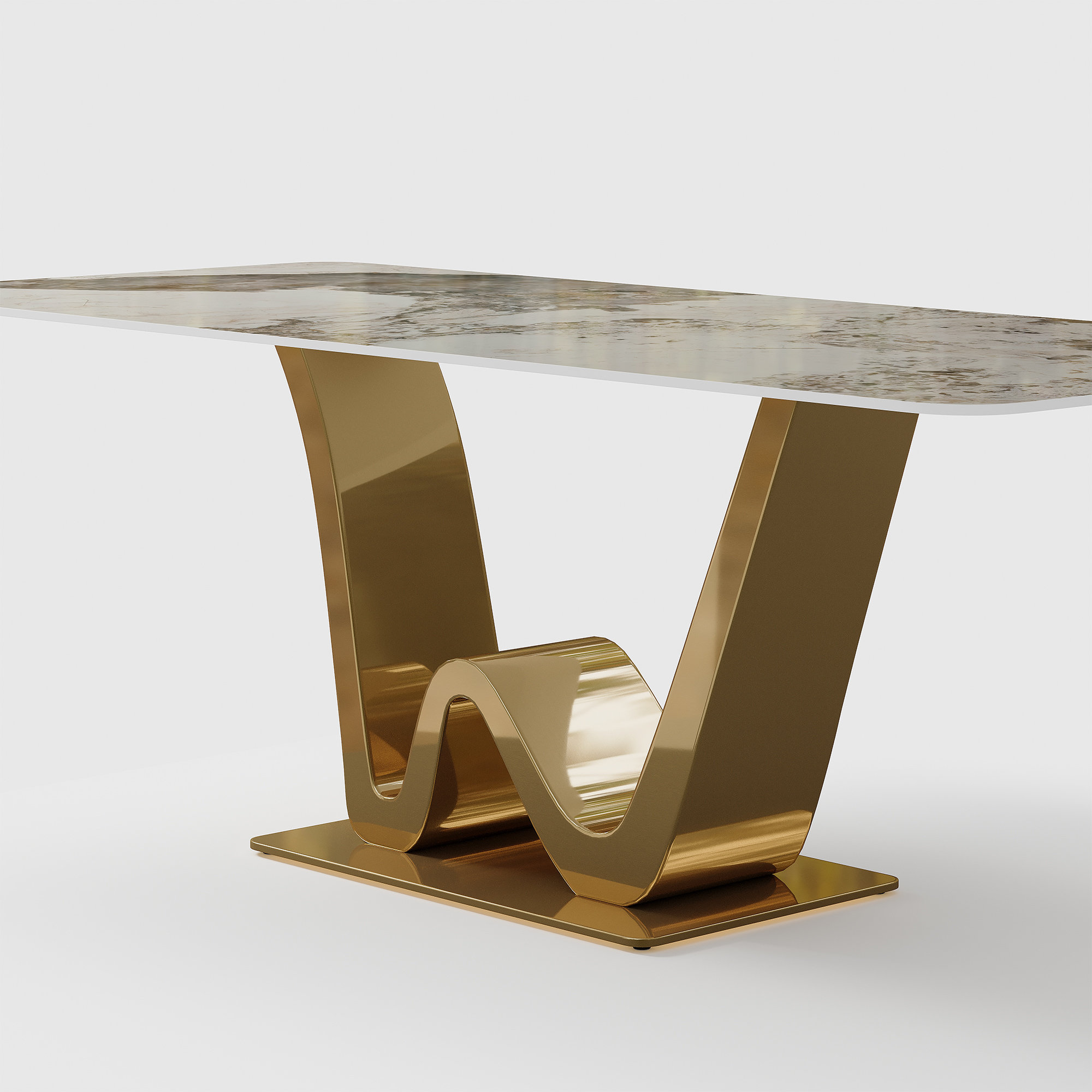 Everly Quinn Ozia Modern Luxury White Rectangular Dining Table For 8 ...