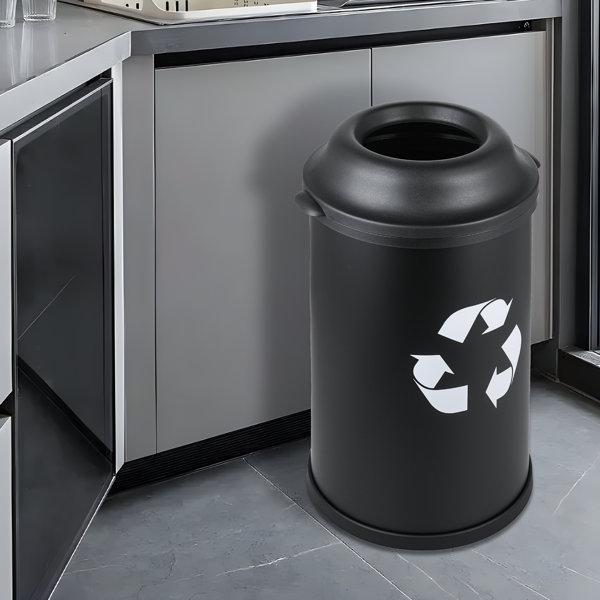 MoNiBloom 13 Gallon Commercial Trash Can Dome Top Black Dustbin Waste ...