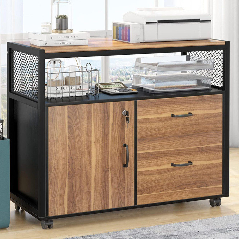17 Stories Lockable lateral Filing Cabinet Printer Stand with Door ...