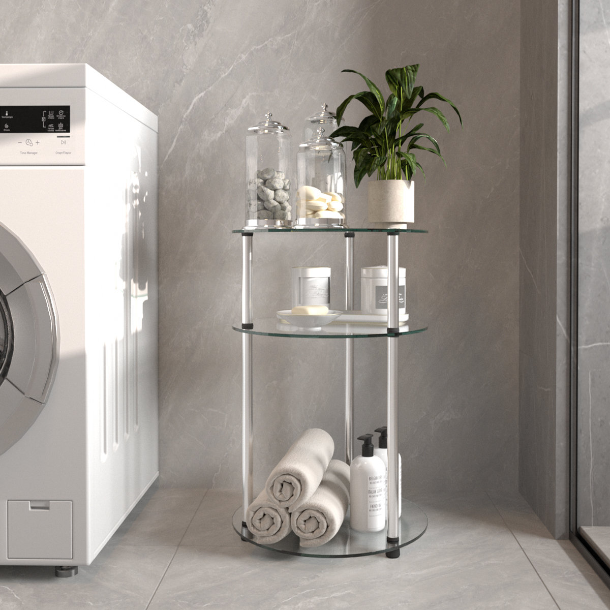 Wrought Studio Markeyta L15 3/4 " * H24 1/2" Three-Tier Glass ...