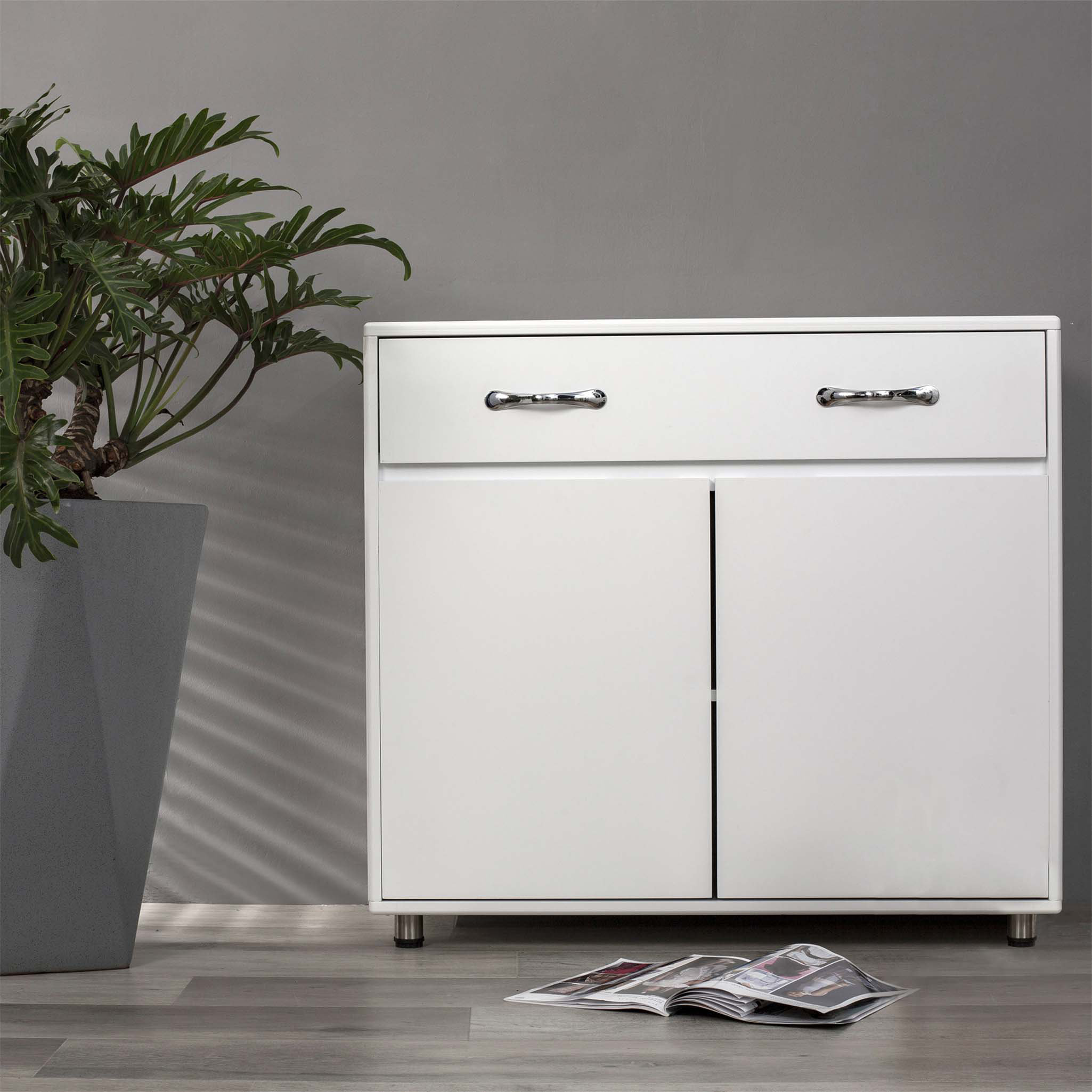 Ebern Designs Two Door Side Table With Large Drawer And Shelves ...