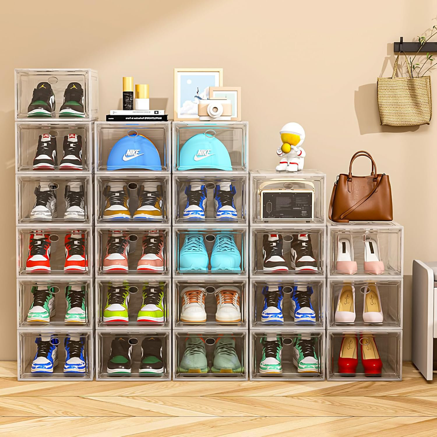 Rebrilliant Stackable Shoe Storage Boxes With Magnetic Doors - 6 Sturdy ...