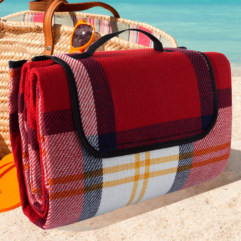 August Grove® Wakeman Waterproof Outdoor Picnic Blanket - Foam Padding ...