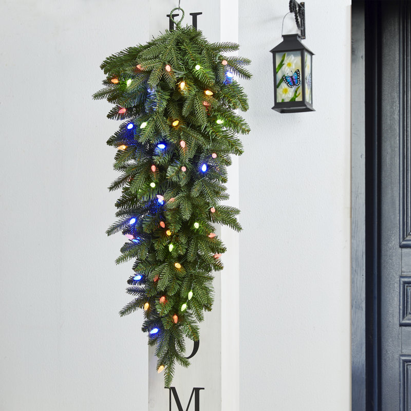 Birch Lane™ Perina Pre-Lit Greenery Christmas Faux Swag with Lights ...