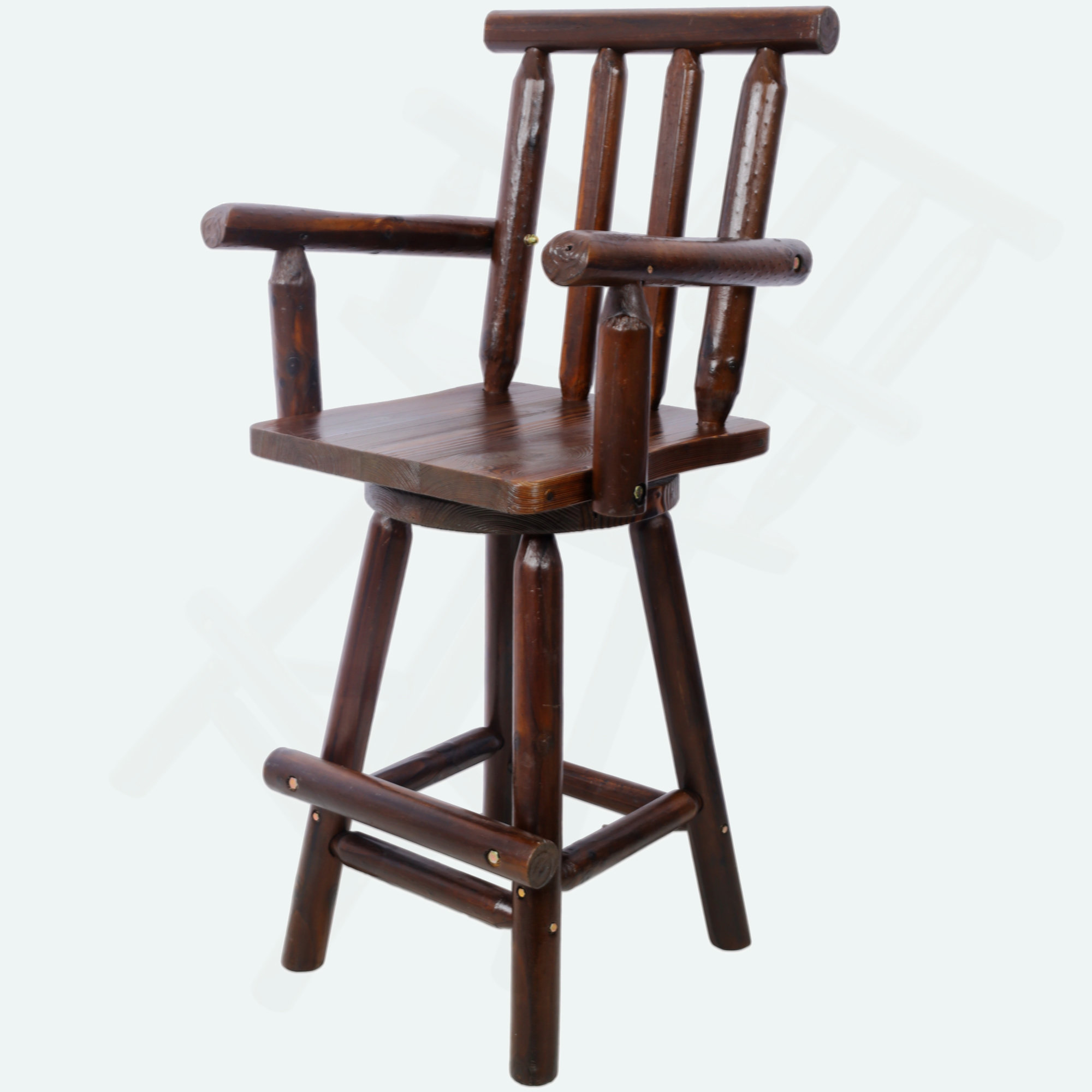 Loon Peak® Rustic Bar Stool - Fir Wood Construction, Chair With ...