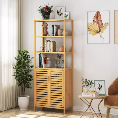 Latitude Run® Bamboo Storage Cabinet, Freestanding Bathroom Cabinet ...