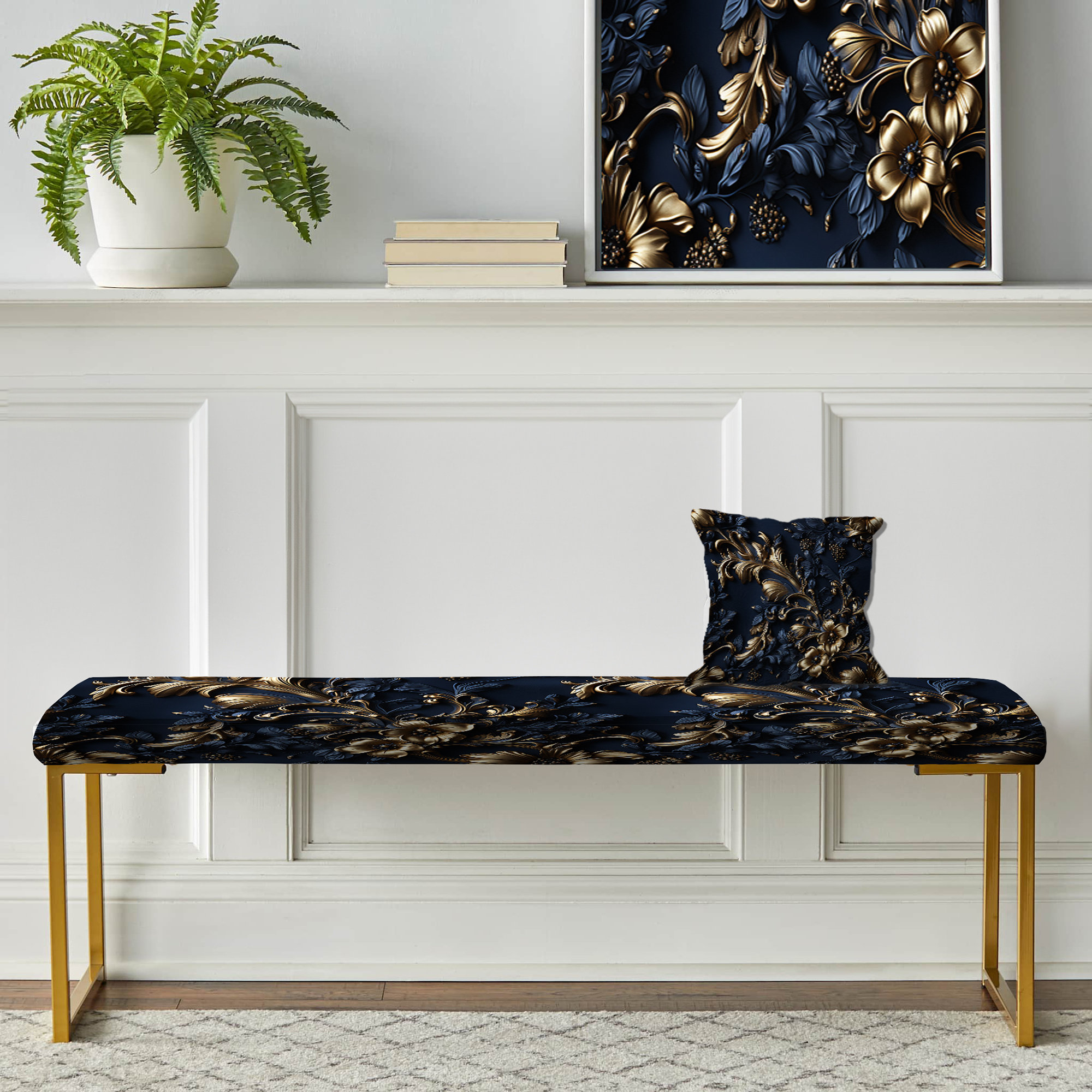Design Art Cobalt Blue Gilded Frames Victorian Pattern - Damask ...