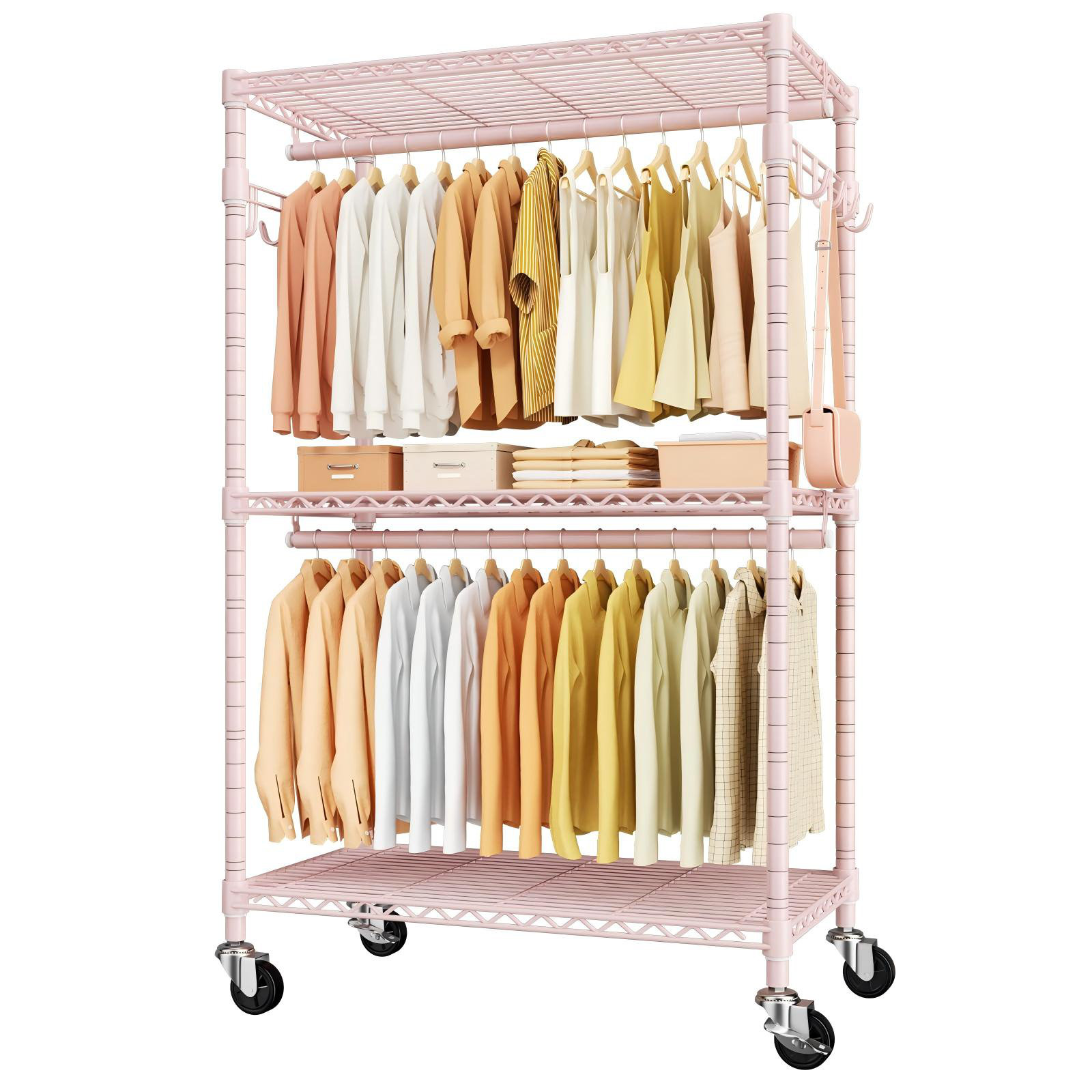 Hokku Designs Rolling Closets With Wheels And Shelves, Portable Closet ...