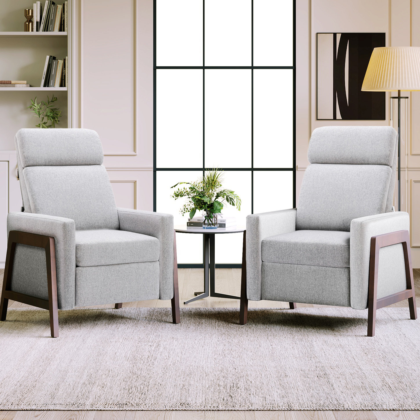 Hokku Designs Set Of 2 Recliner Chair, Adjustable Seating With Thick ...