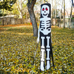 The Holiday Aisle® Lil' Bones Skeleton 3D 40" Windsock | Wayfair