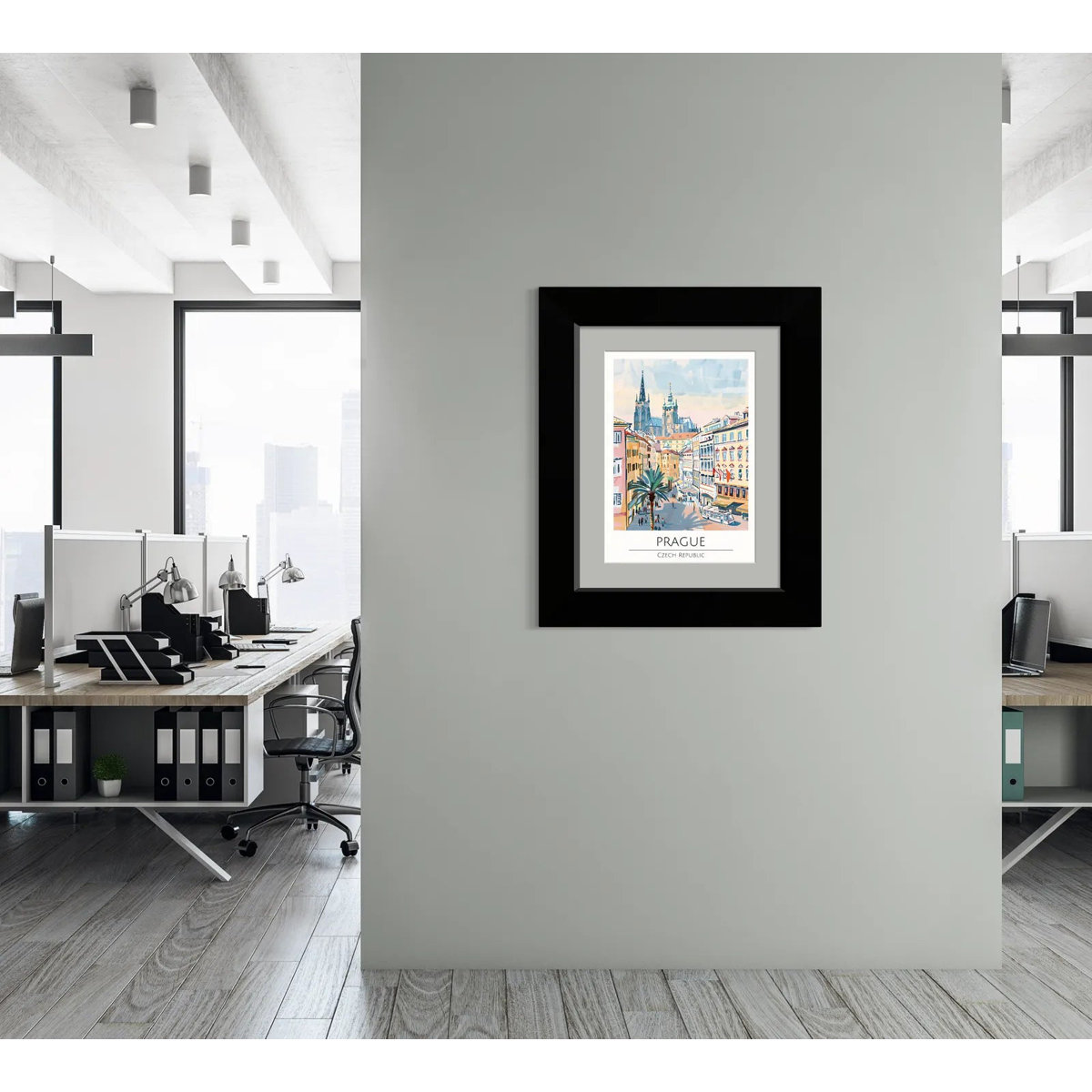 ClassicLiving Prague Street View with Cathedral Spires Art Print ...